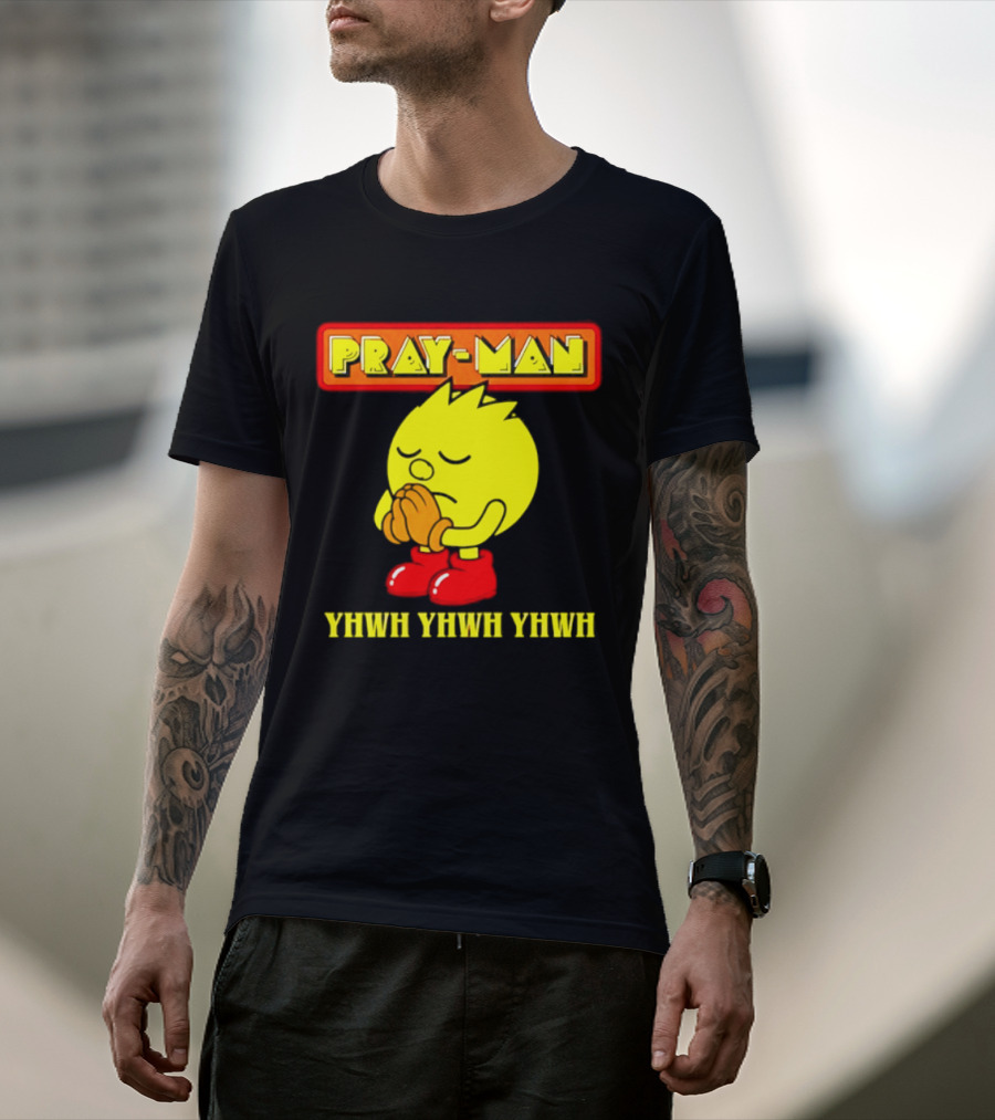 Pray Man YHWH Spiritual Pac Man Symbolism T-Shirt