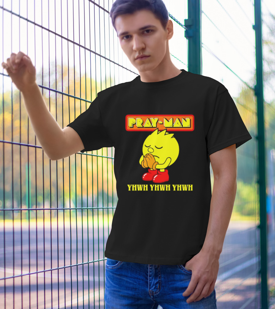 Pray Man YHWH Spiritual Pac Man Symbolism T-Shirt