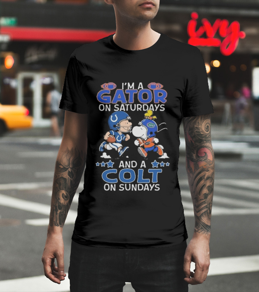 Charlie Brown Snoopy Gator Saturdays Colt Sundays Football Fans T-Shirt