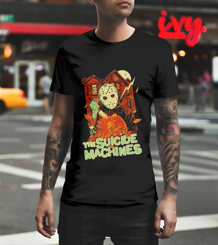 The Suicide Machines Jason Voorhees Pumpkin Halloween House Lightning T-Shirt