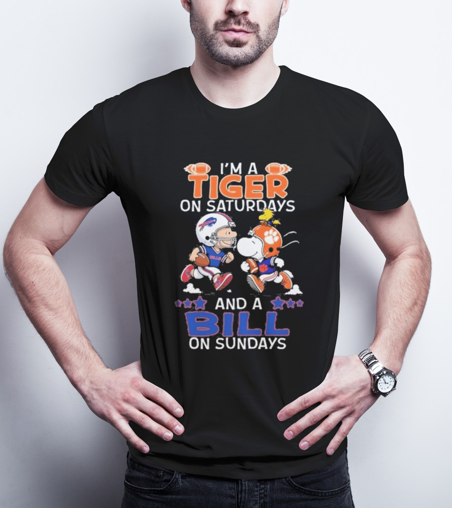 Charlie Brown Snoopy Tiger Saturdays Bill Sundays T-Shirt