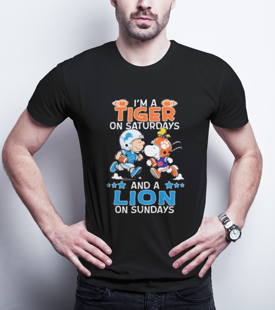 I'm A Tiger On Saturdays And A Lion On Sundays Featuring Snoopy And Charlie Brown Football T-Shirt