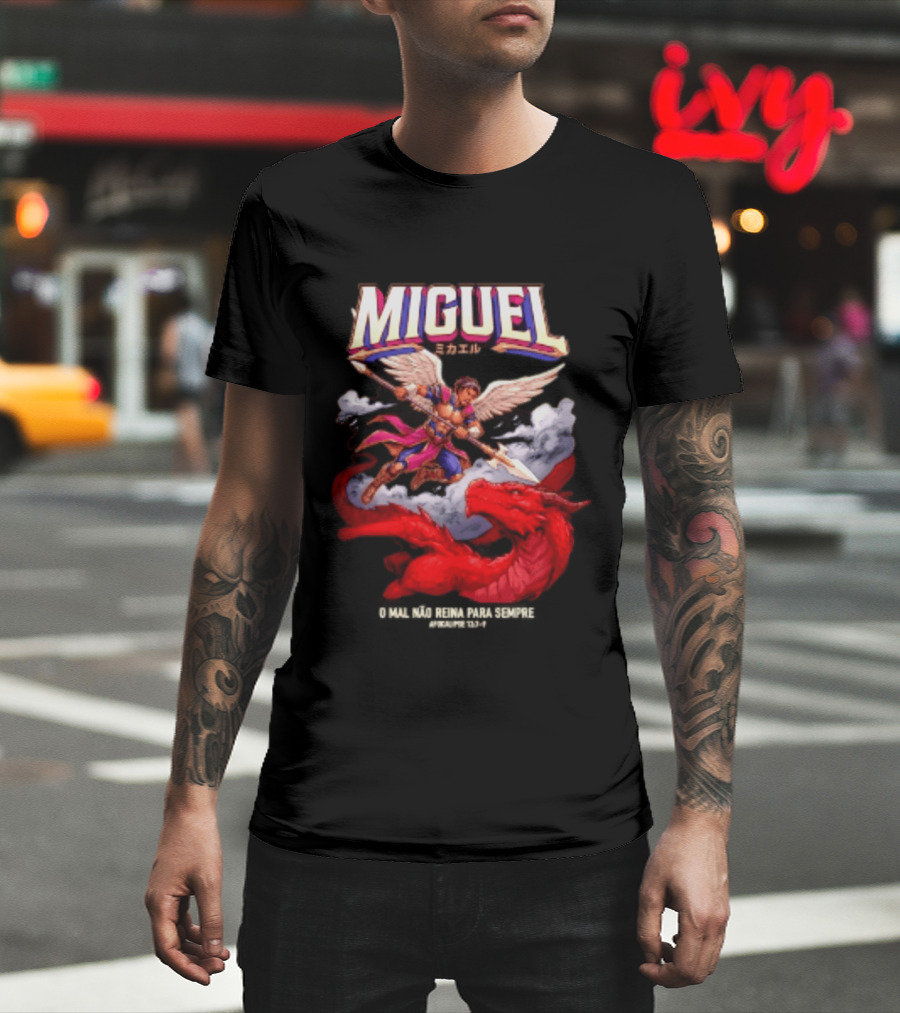Miguel Angel Vs Dragon Apocalipse 12 7 9 O Mal Nao Reina Para Sempre T-Shirt