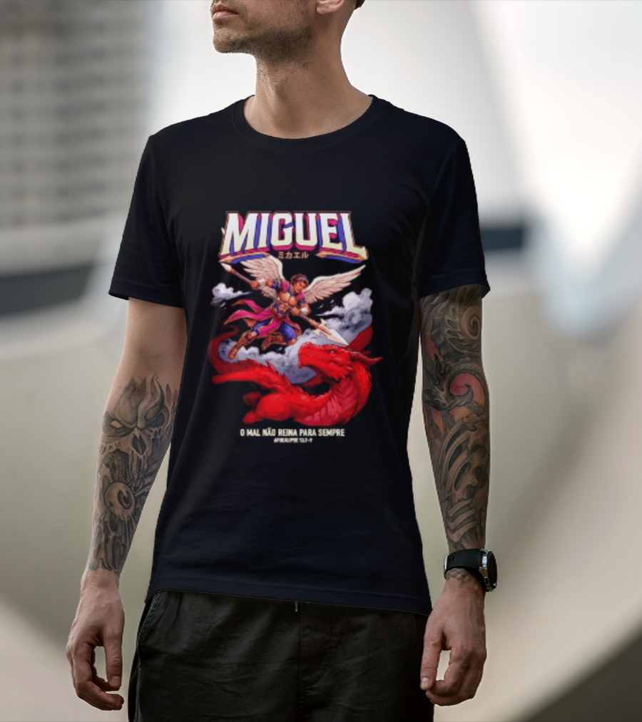 Miguel Angel Vs Dragon Apocalipse 12 7 9 O Mal Nao Reina Para Sempre T-Shirt