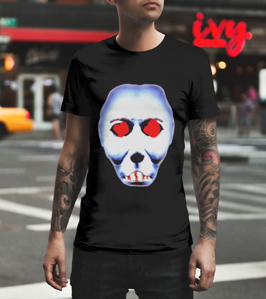 Creepy Alien Face With Red Eyes And Bread Teeth Surrealistic T-Shirt