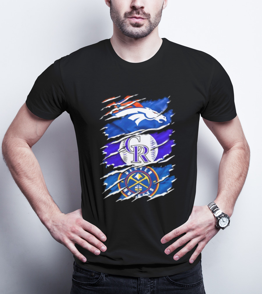 Denver Broncos Colorado Rockies Denver Nuggets Mashup Sports Fan T-Shirt