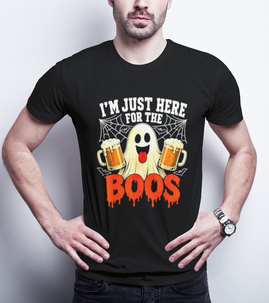 I'm Just Here For The Boos Ghost With Beer S Halloween T-Shirt
