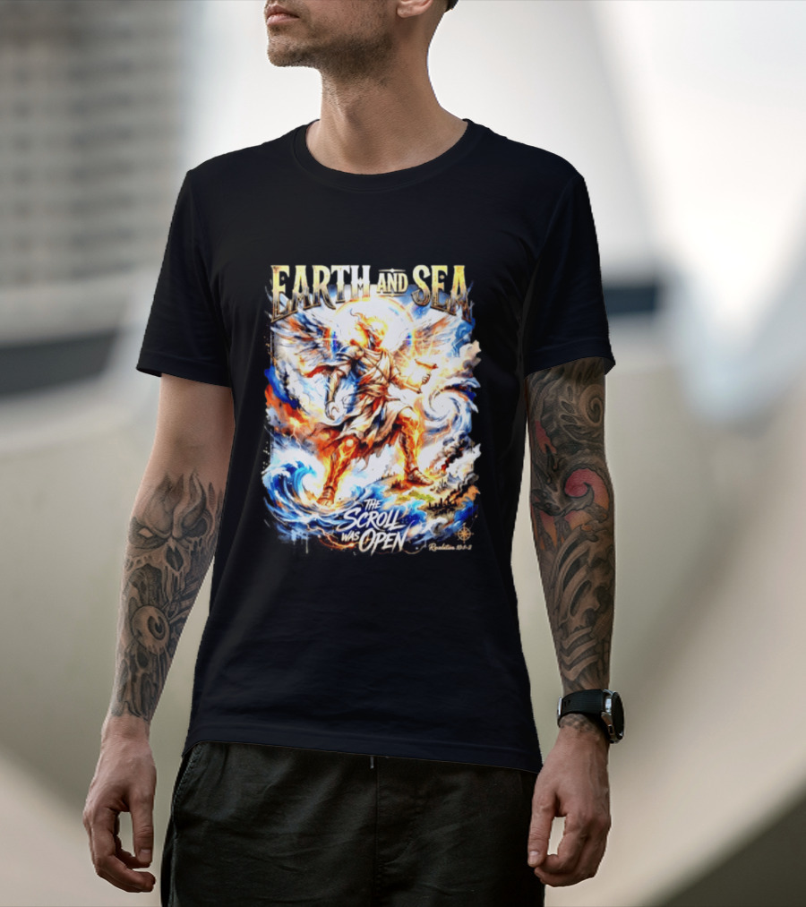 Earth And Sea Angelic Revelation The Scroll Was Open Revelation 10 1 2 T-Shirt