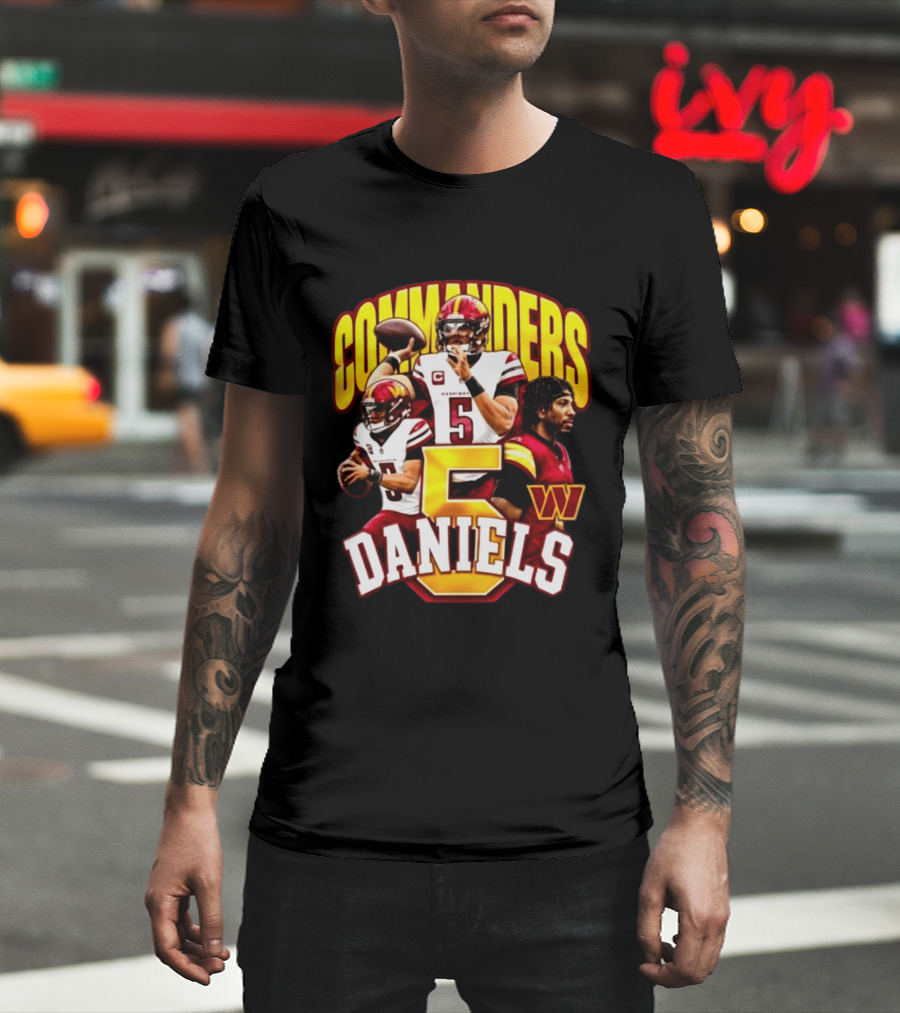 Commander Football Number 5 Jayden Daniels W T-Shirt