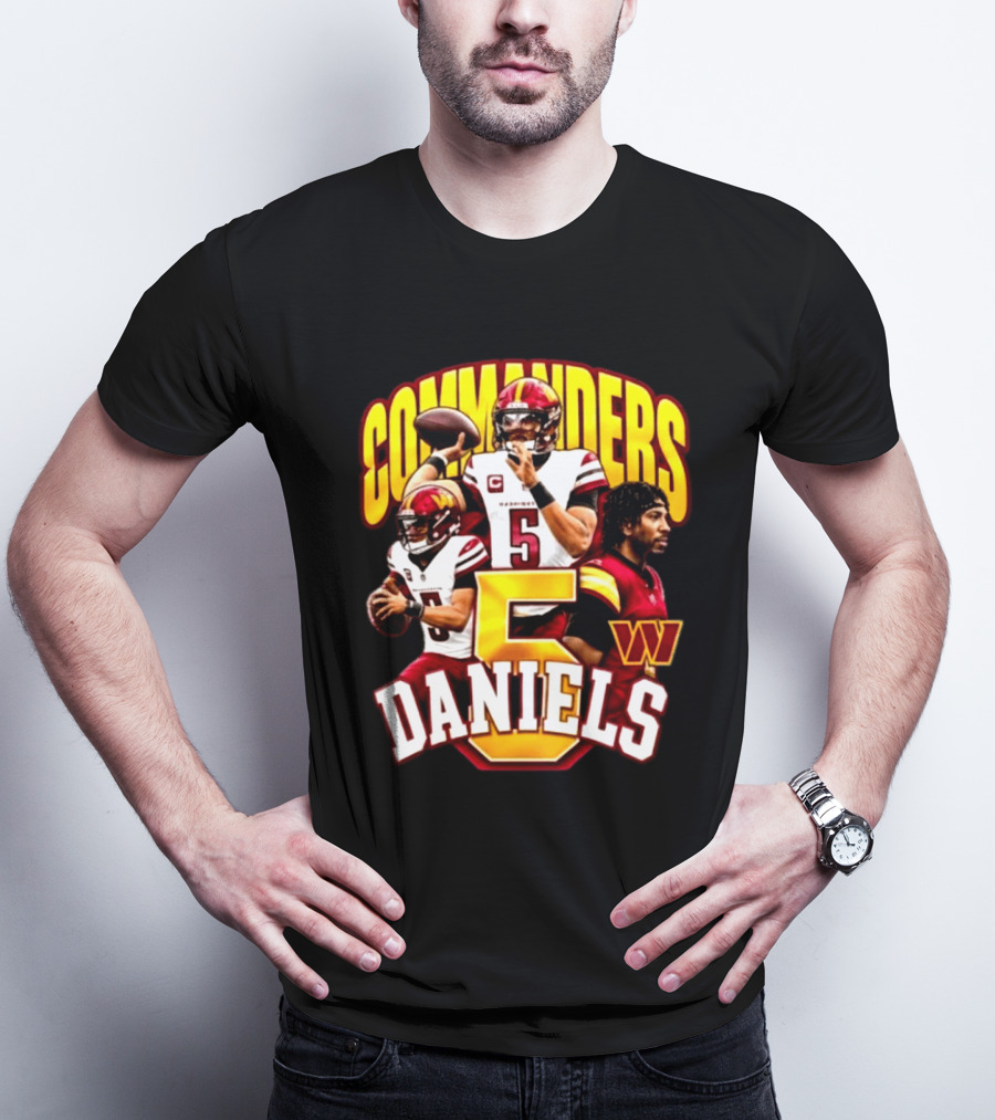 Commander Football Number 5 Jayden Daniels W T-Shirt
