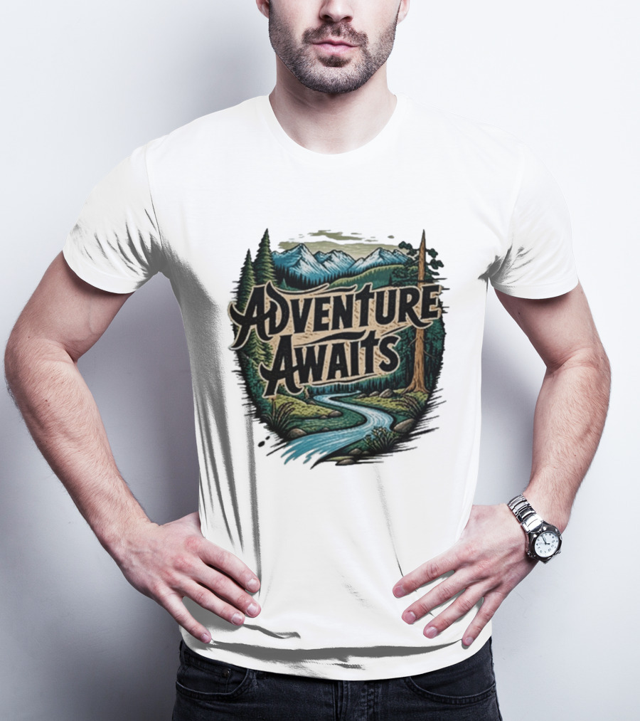 Adventure Awaits Scenic Nature Camping Family Summer Wanderlust Vacation T-Shirt