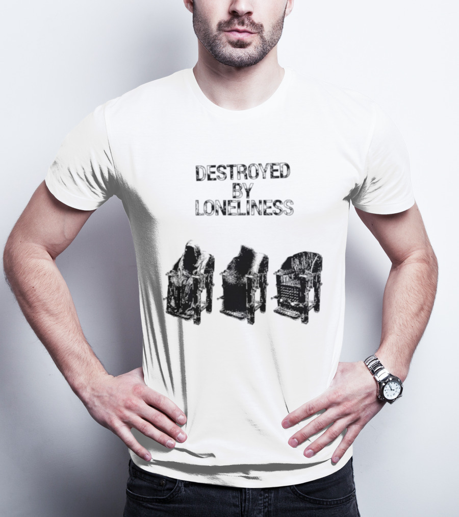 Destroyed By Loneliness Dark Gothic With Falling Office Chairs T-Shirt