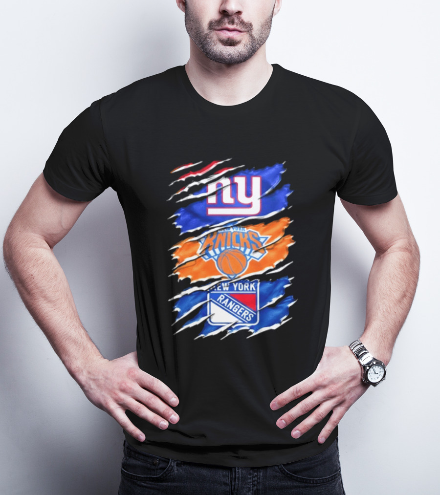 New York Giants Knicks Rangers Mashup Sports Fan Favorite T-Shirt