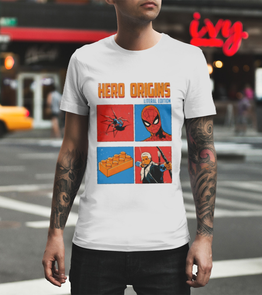 Hero Origins Spider Man Literal Edition Block Archer Spider T-Shirt