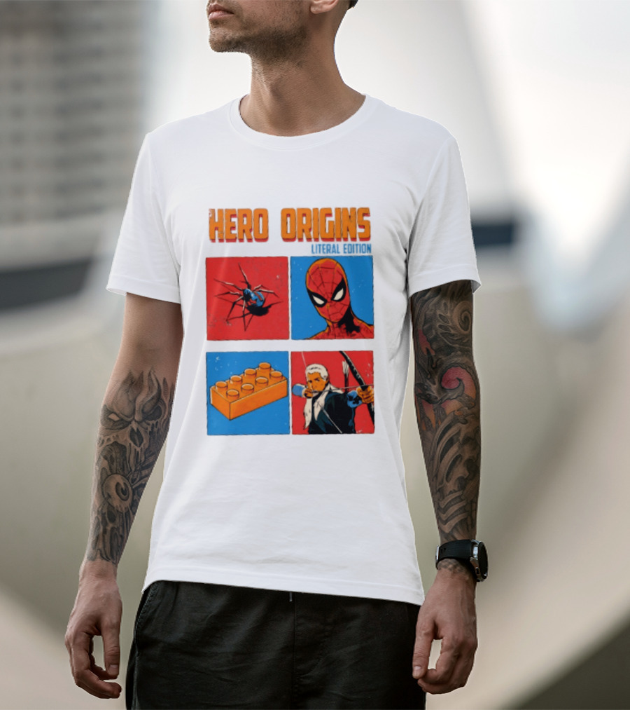 Hero Origins Spider Man Literal Edition Block Archer Spider T-Shirt