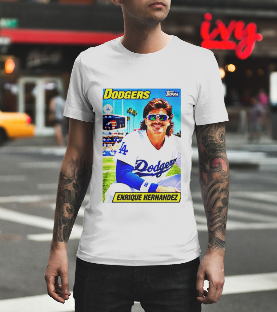 Dodgers Enrique Hernandez Topps Trading Card T-Shirt