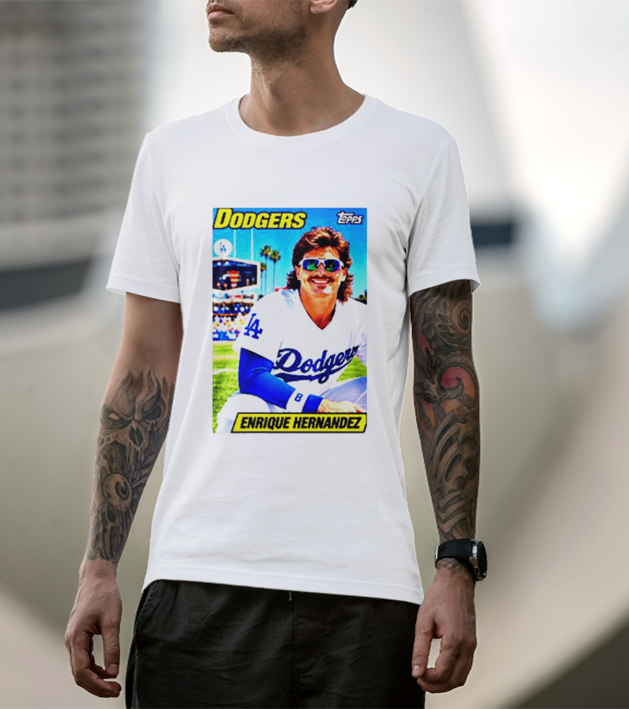 Dodgers Enrique Hernandez Topps Trading Card T-Shirt