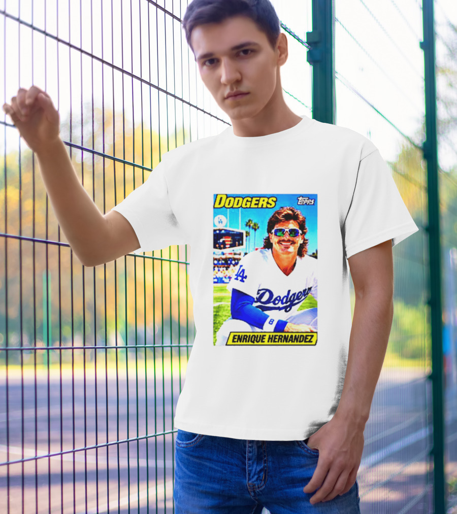 Dodgers Enrique Hernandez Topps Trading Card T-Shirt