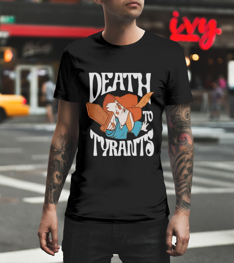 Skippy Rabbit Death To Tyrants Fearless Revolution Cartoon Rabbit T-Shirt