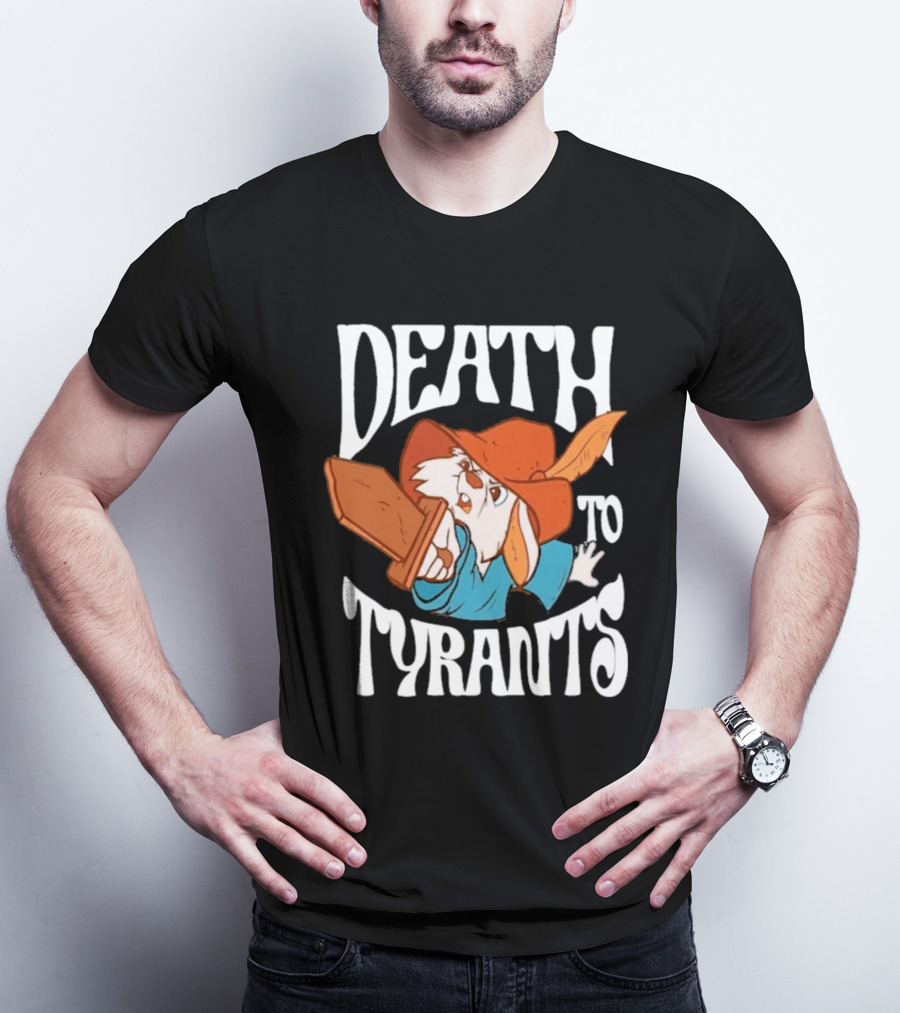 Skippy Rabbit Death To Tyrants Fearless Revolution Cartoon Rabbit T-Shirt