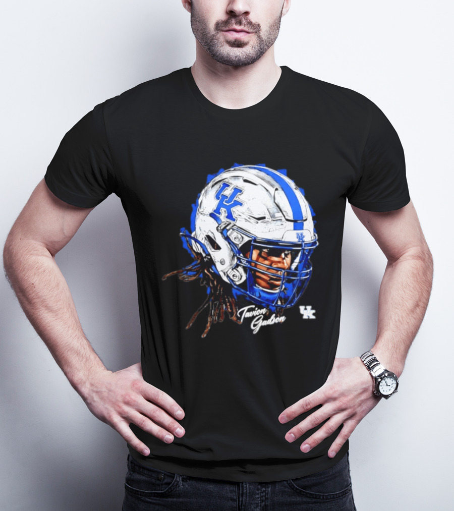 Tavion Gadson Kentucky Wildcats NCAA Football Helmet Head Swag T-Shirt