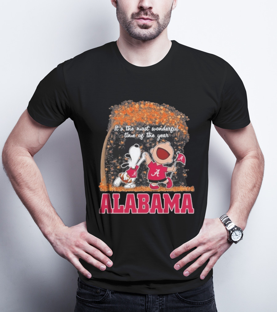 Alabama Crimson Tide Snoopy Charlie Brown It's The Most Wonderful Time Of The Year T-Shirt