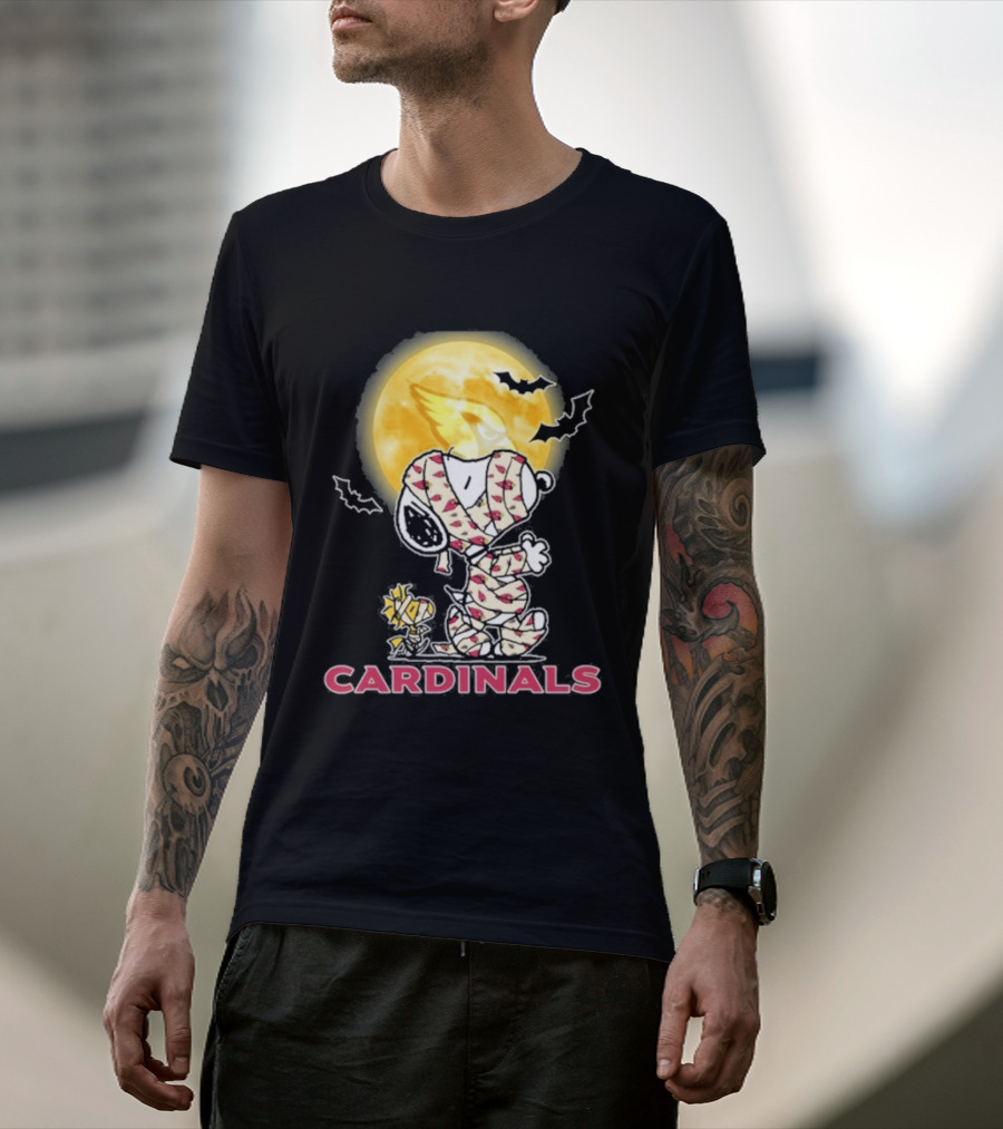 Arizona Cardinals Snoopy Woodstock Halloween Holiday 2026 Moon Bats T-Shirt
