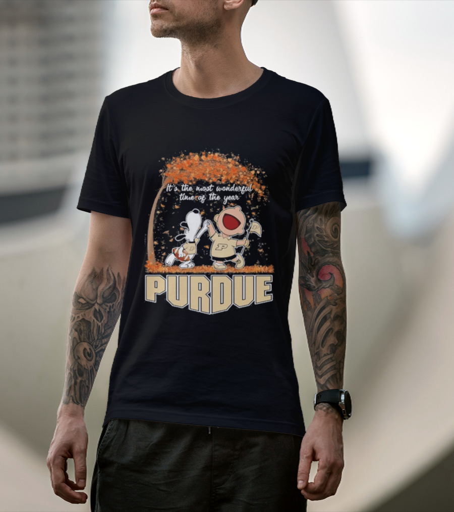 Purdue Boilermakers Snoopy Charlie Brown 2026 Most Wonderful Time Of The Year T-Shirt