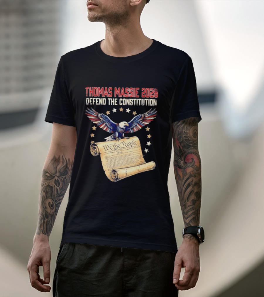 Thomas Massie 2028 Defend The Constitution We The People Bald Eagle Stars Patriotic Election Movement T-Shirt