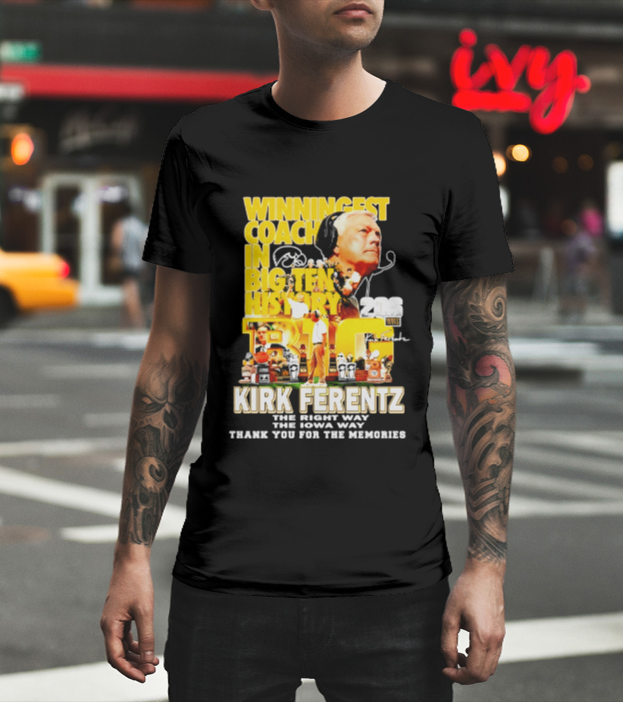 Kirk Ferentz Winningest Coach Big Ten History Iowa Hawkeyes Memories T-Shirt