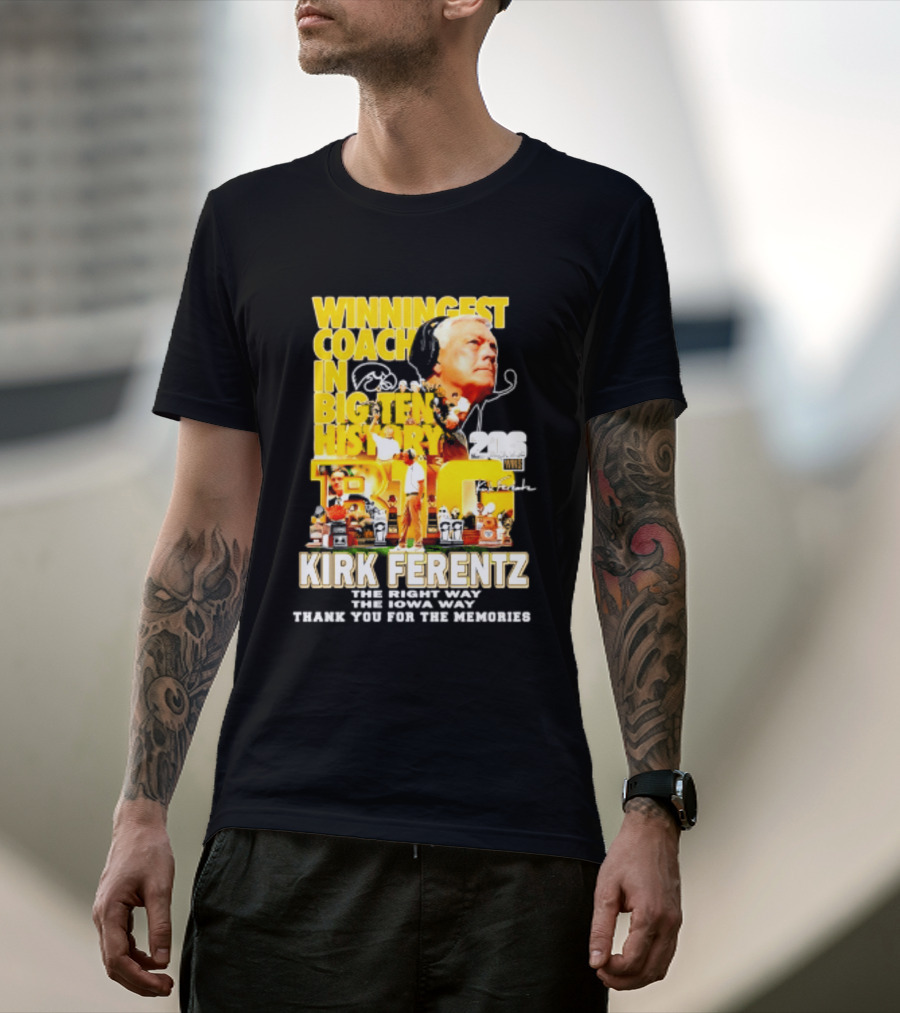 Kirk Ferentz Winningest Coach Big Ten History Iowa Hawkeyes Memories T-Shirt