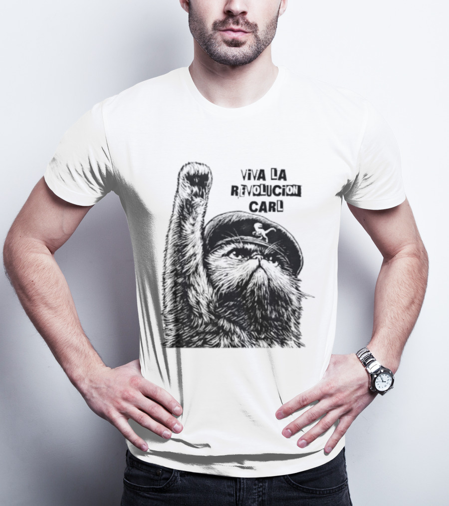 Viva La Revolución Carl Revolutionary Cat Uplifted Paw T-Shirt