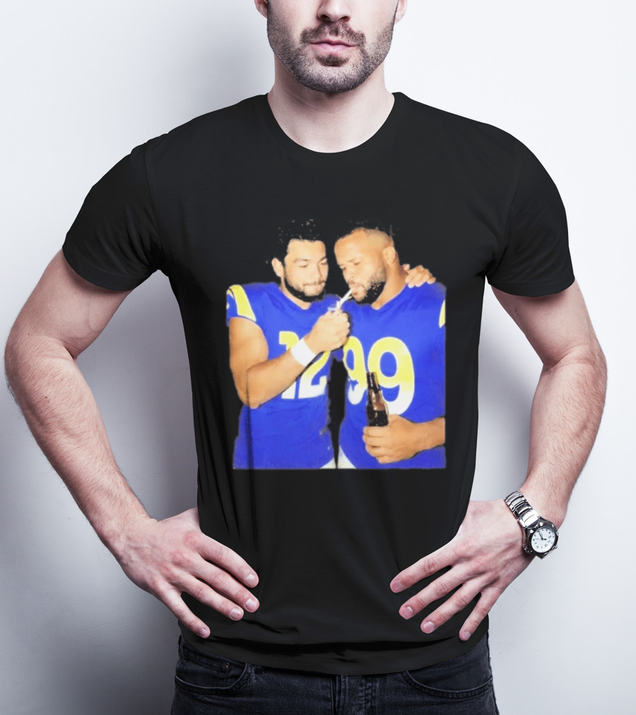Los Angeles Rams Puka Nacua Aaron Donald Smoking Drinking NFL Football Team Players T-Shirt