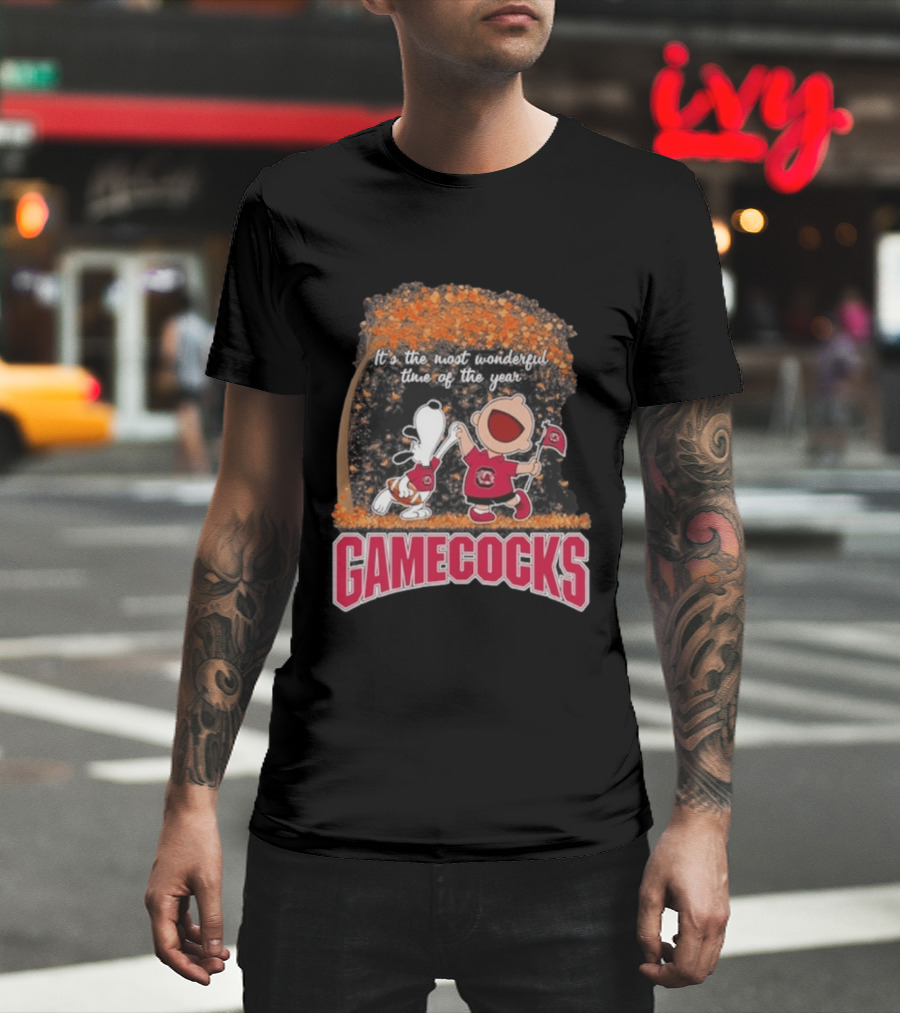 South Carolina Gamecocks Snoopy Charlie Brown 2026 It's The Most Wonderful Time Of The Year T-Shirt