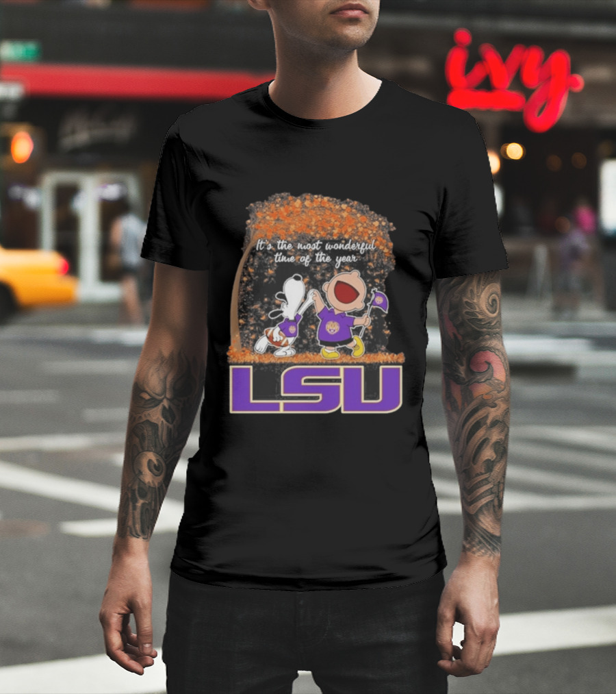 LSU Tigers Snoopy Charlie Brown 2026 Most Wonderful Time T-Shirt