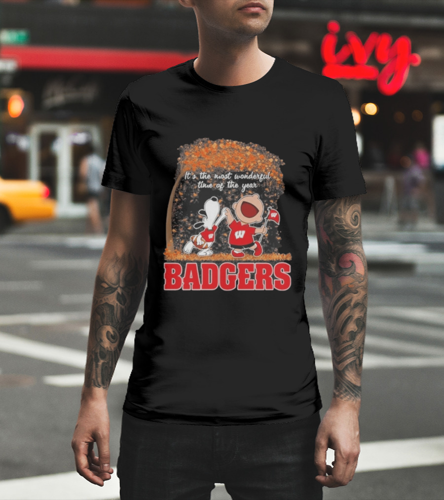 Wisconsin Badgers Snoopy Charlie Brown It's The Most Wonderful Time Of The Year 2026 T-Shirt