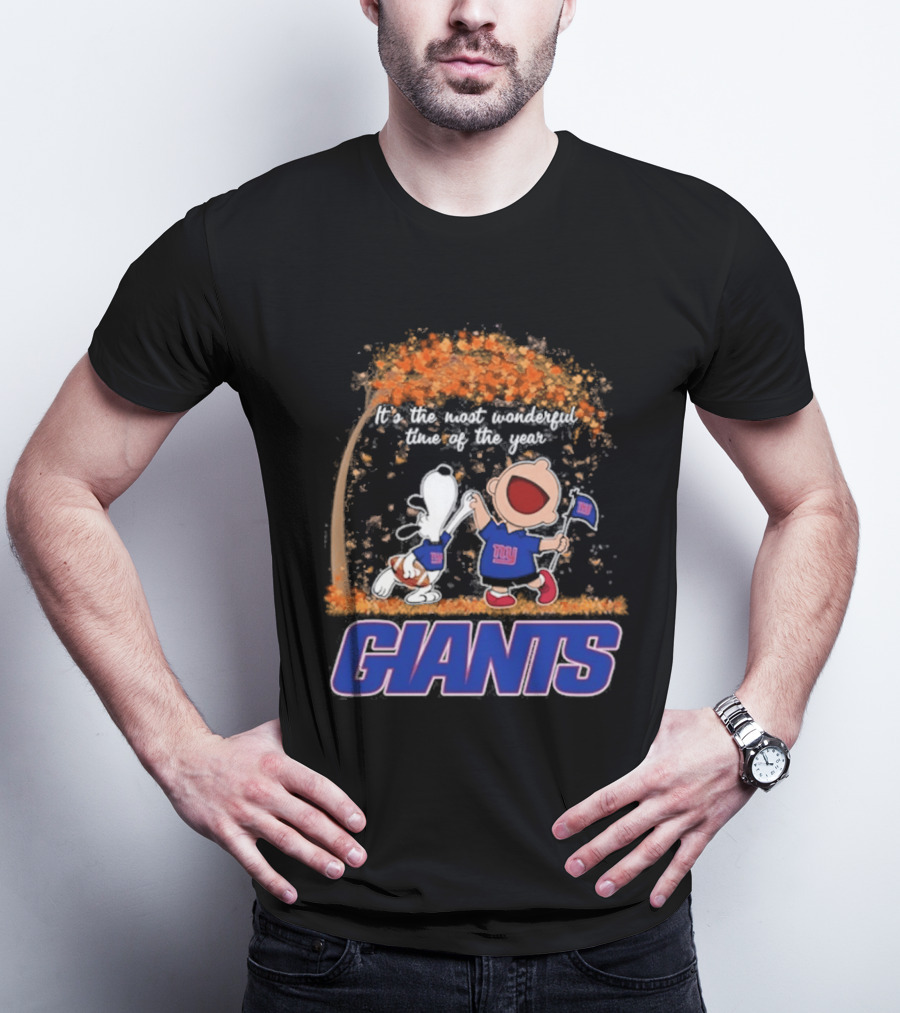 New York Giants Snoopy Charlie Brown 2026 Most Wonderful Time T-Shirt