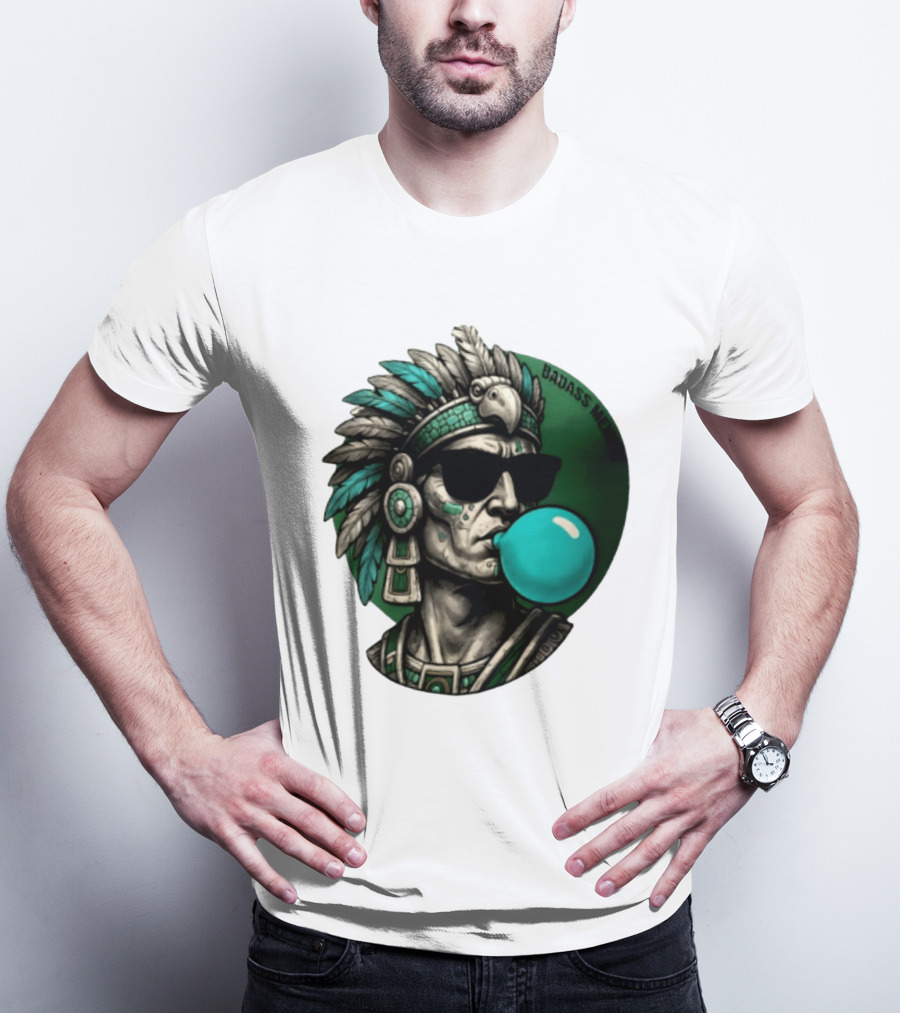 Aztec Warrior With Sunglasses Chewing Bubble Gum Badass Mexicans T-Shirt