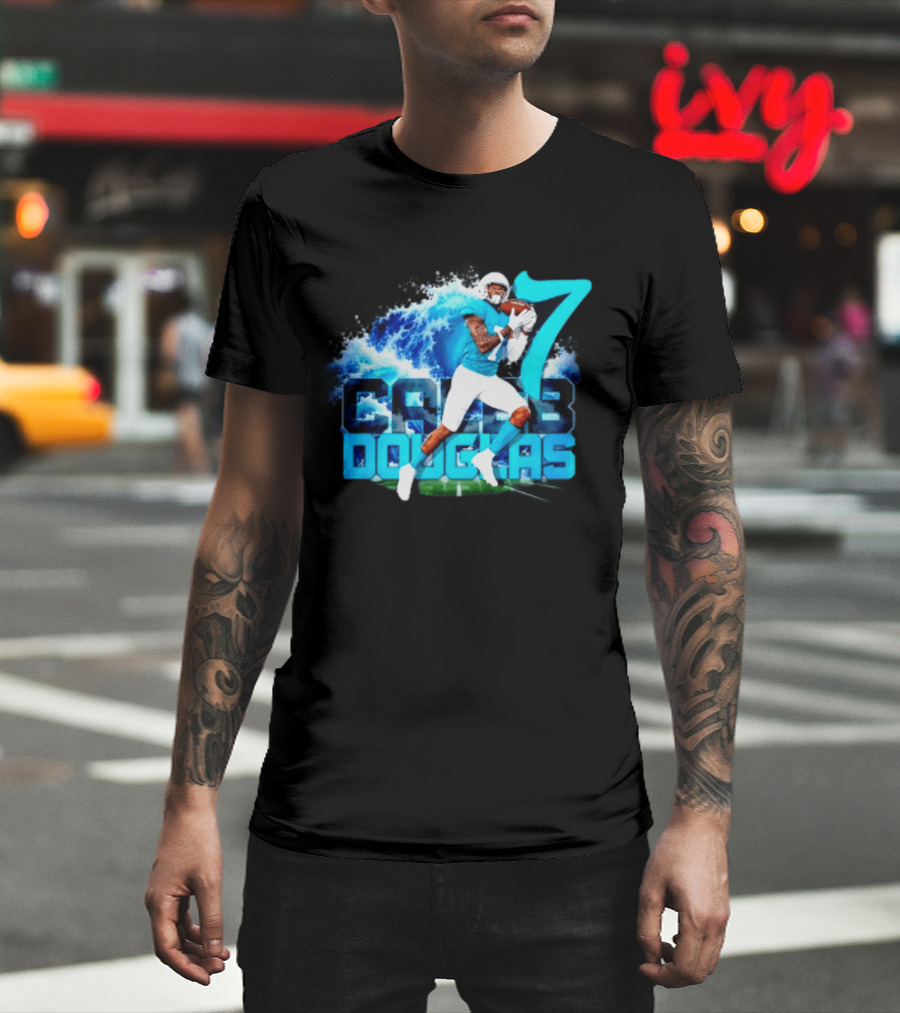 Caleb Douglas Miami Dolphins Tidal Wave Football Player Number 7 T-Shirt