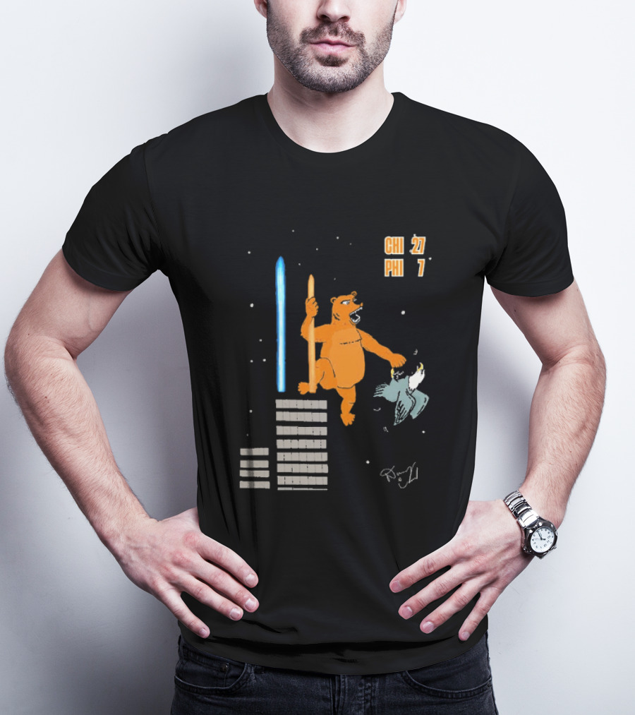 CHI 27 PHI 7 Cartoon Bears Vs Eagles Star Wars T-Shirt