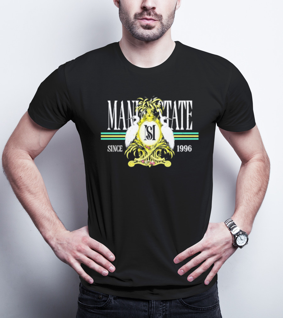 Mania State Since 1996 Egret Palm Tree Regal Crest T-Shirt