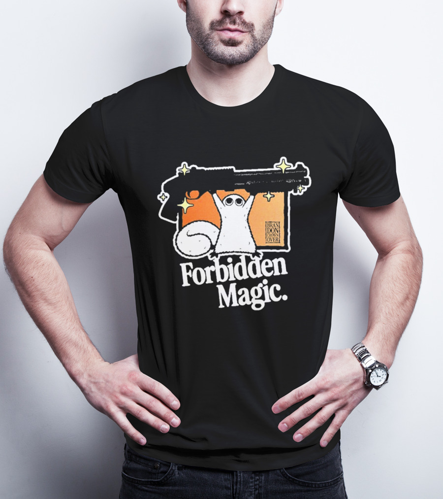Forbidden Magic Ghost With Shotgun And Sparkles T-Shirt