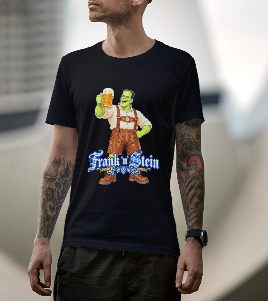 Frank 'n Stein Frankenstein Oktoberfest Beer Lover Lederhosen Brew Cheers T-Shirt