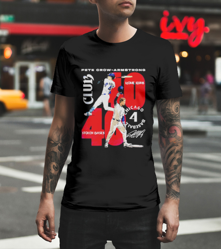 Pete Crow Armstrong Chicago Cubs 40 Home Runs 40 Stolen Bases Club Grunge T-Shirt
