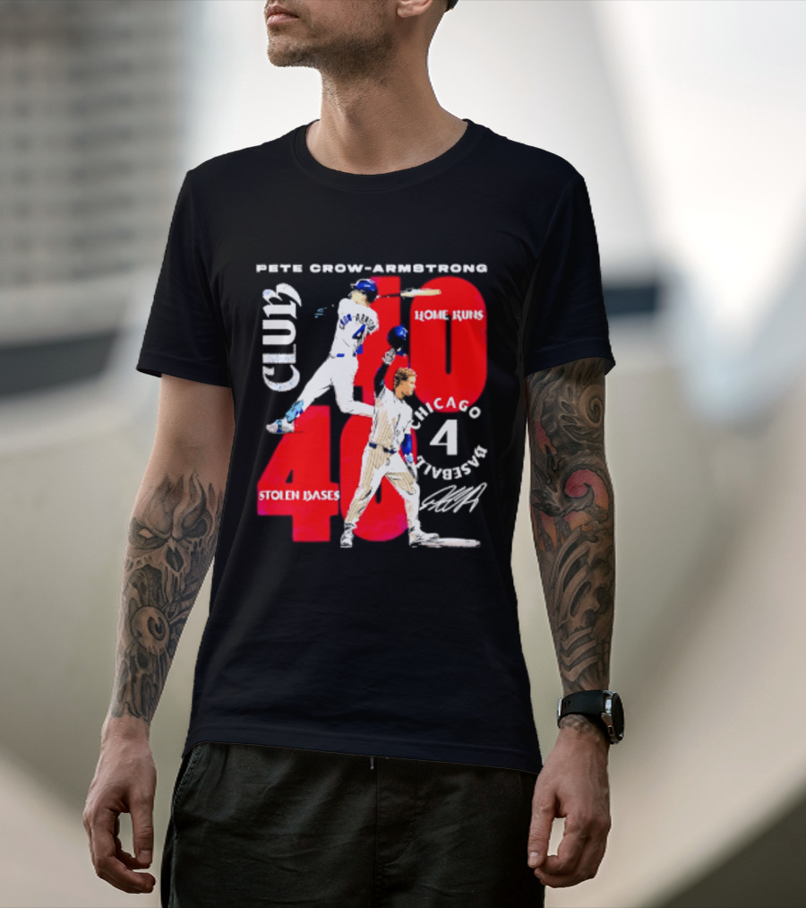Pete Crow Armstrong Chicago Cubs 40 Home Runs 40 Stolen Bases Club Grunge T-Shirt