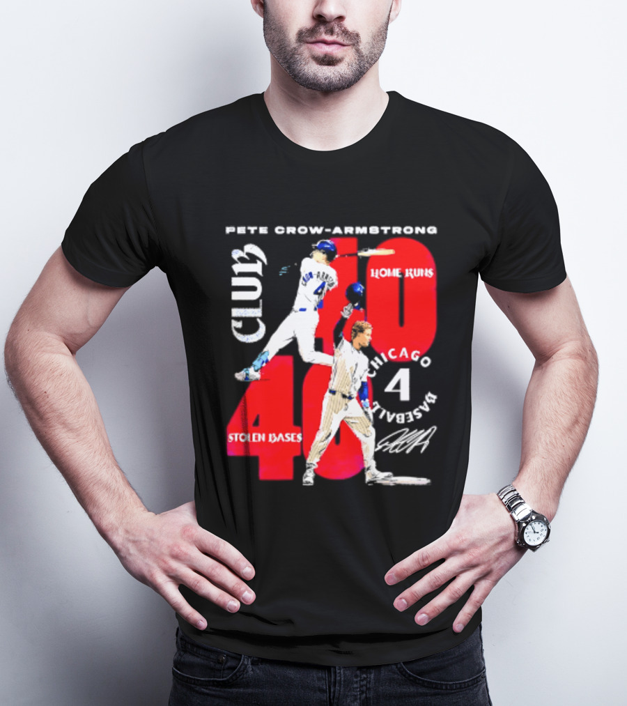 Pete Crow Armstrong Chicago Cubs 40 Home Runs 40 Stolen Bases Club Grunge T-Shirt