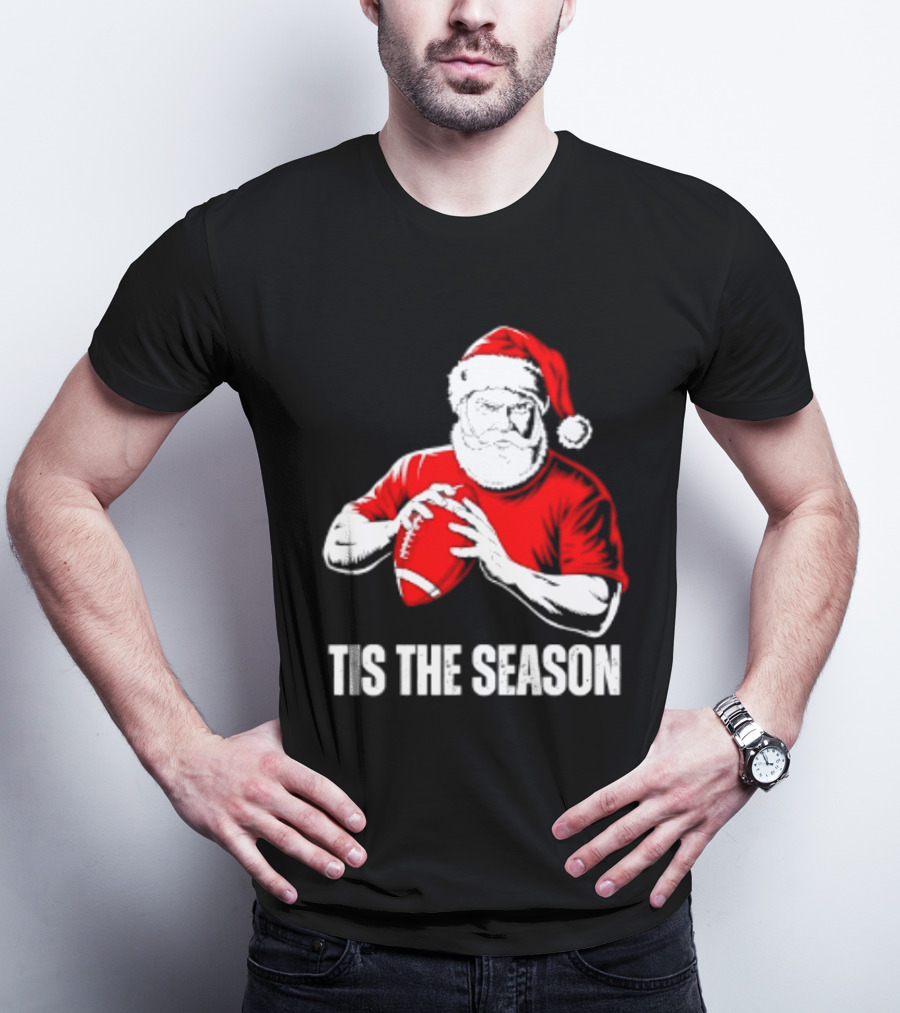 Santa Claus Playing Football Tis The Season Christmas 2026 T-Shirt