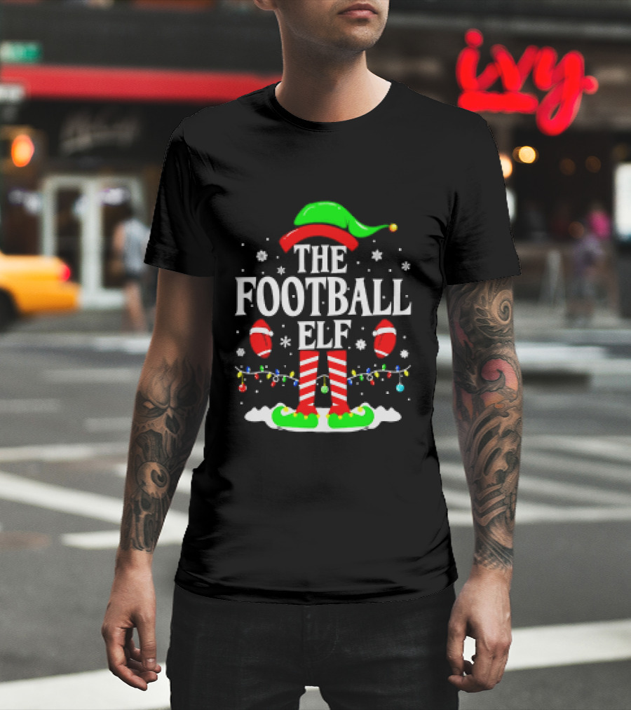 The Football Elf Christmas Holiday Festive Sports Magic T-Shirt