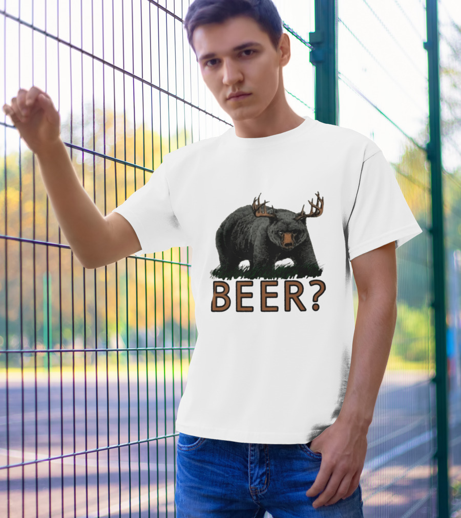 Bear With Antlers Beer T-Shirt