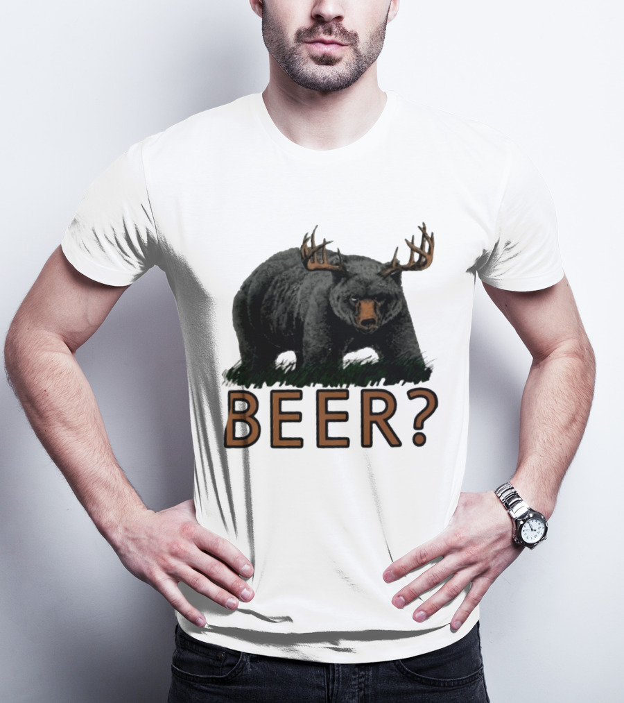 Bear With Antlers Beer T-Shirt
